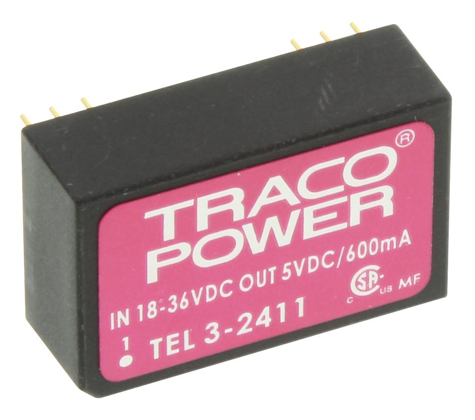 TEL 3-2411 - Traco Power - Isolated Through Hole DC/DC Converter, ITE, 2:1