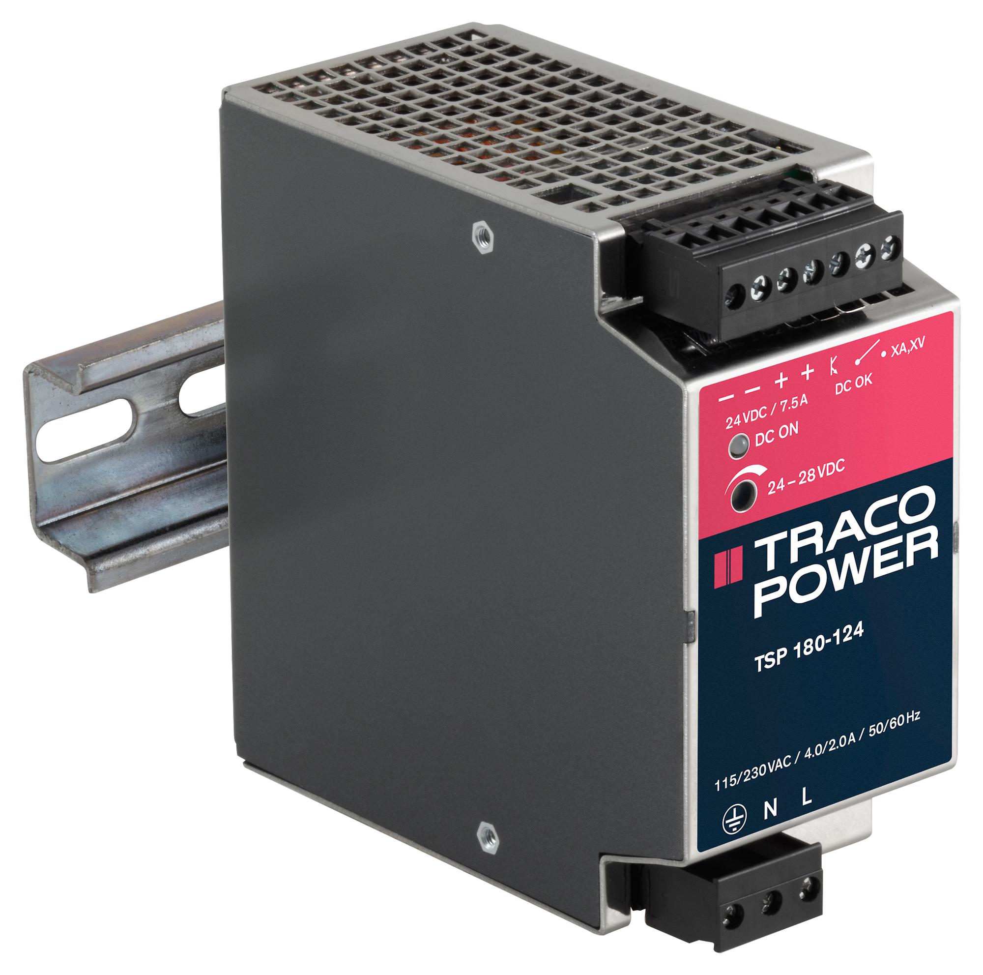 TSP 180-124 - Traco Power - AC/DC DIN Rail Power Supply (PSU), ITE, 1 Output
