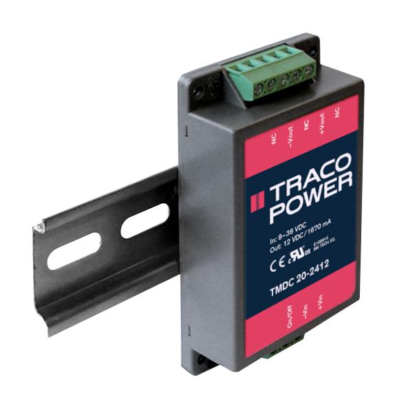 TMDC 20-2415 - Traco Power - Isolated Chassis Mount DC/DC Converter, ITE, 4:1