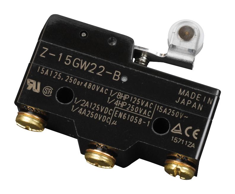Z-15GW22-B - Omron - Microswitch, Standard, Short Hinge Roller Lever