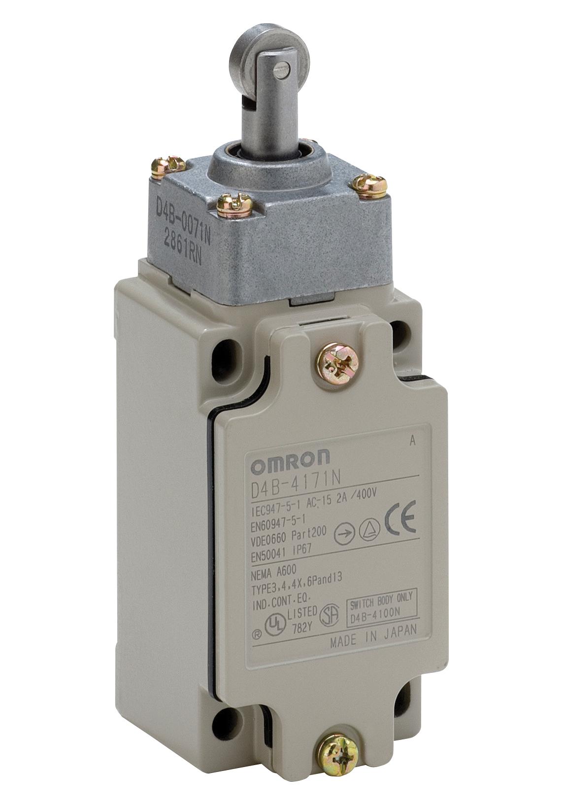 D4B4171N - Omron Industrial Automation - Limit Switch, Top Roller Plunger, SPST-NC