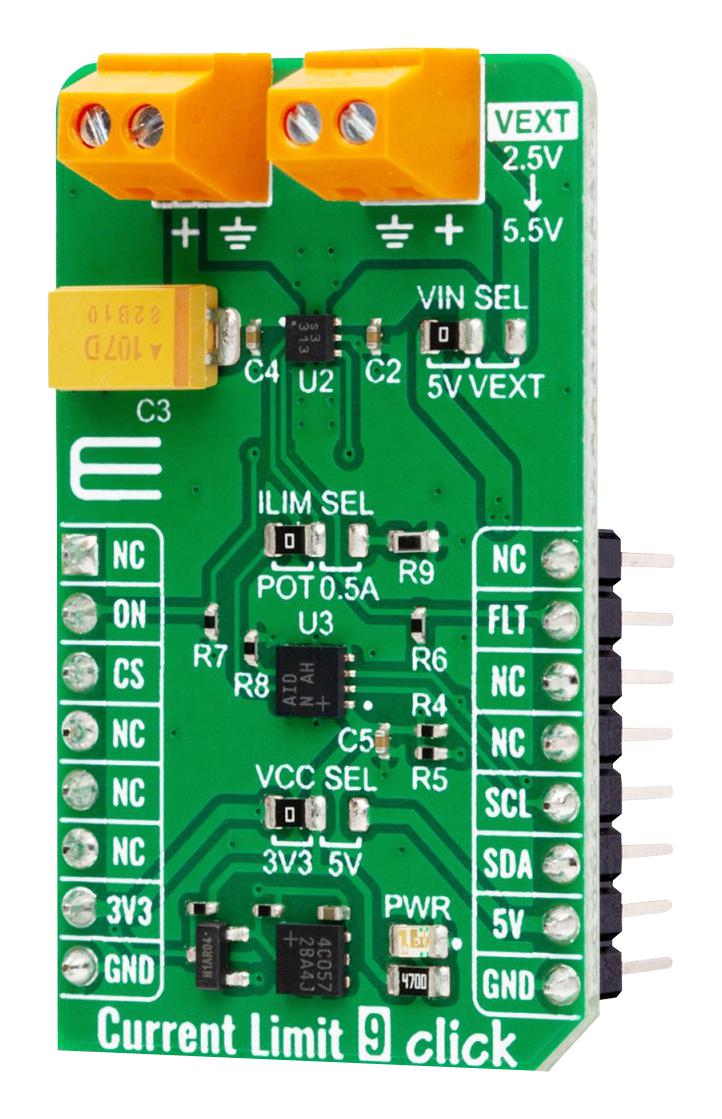 MIKROE-5937 - Mikroelektronika - Add-On Board, Current Limit 9 Click, MikroE mikroBUS Compatible ...