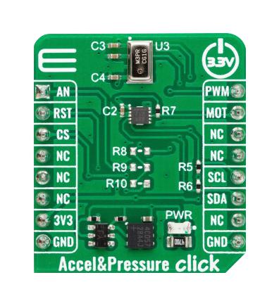 MIKROE-6028 - Mikroelektronika - Add-On Board, Accel & Pressure Click, MikroE mikroBUS ...