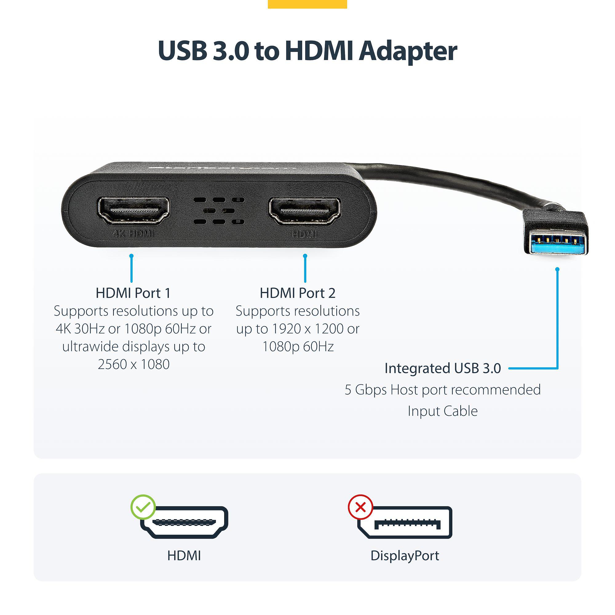 USB32HD2 - Startech - Adapter, USB 3.0 to Dual 4K HDMI