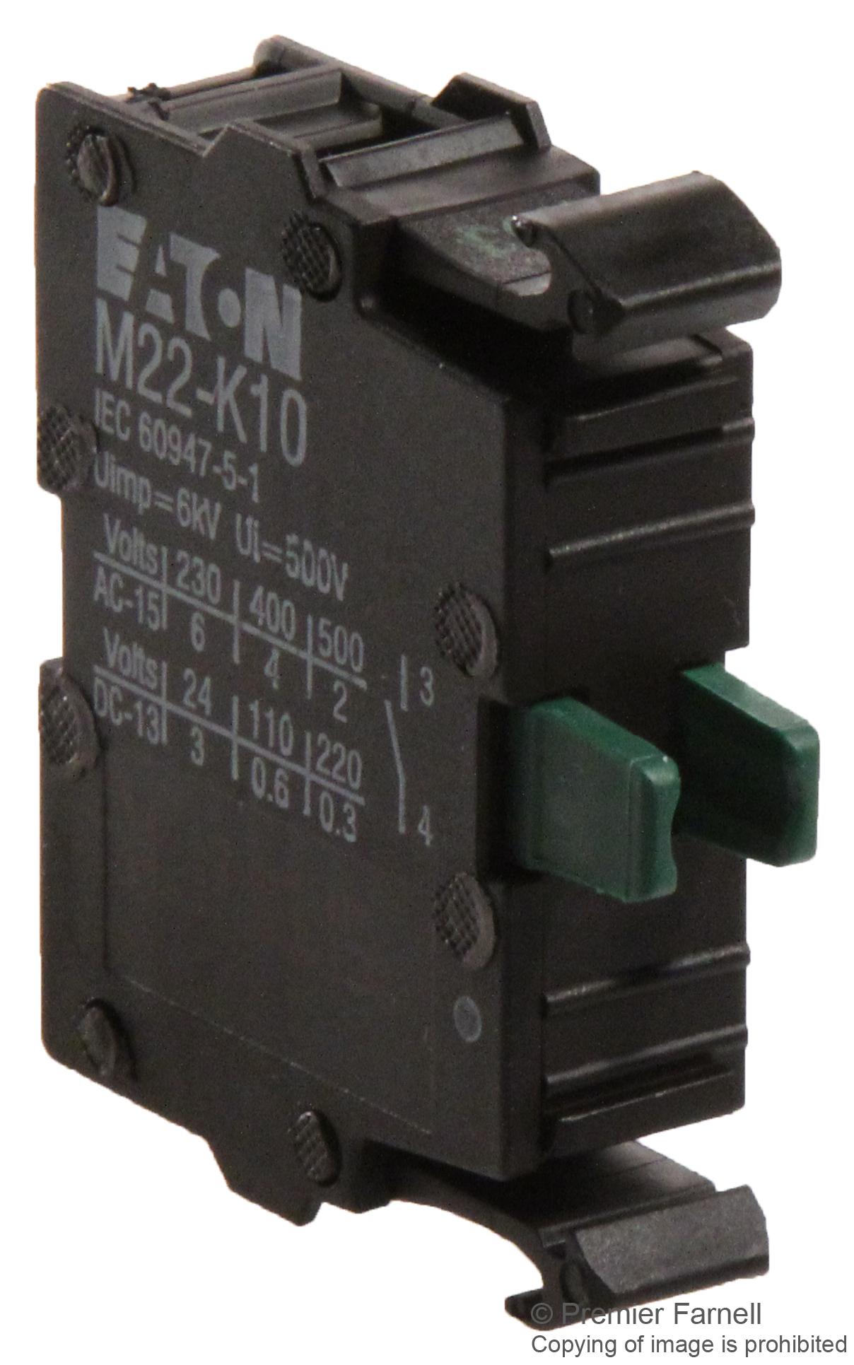 M22-K10. - Eaton Cutler Hammer - CONTACT BLOCK, 1NO, 4A
