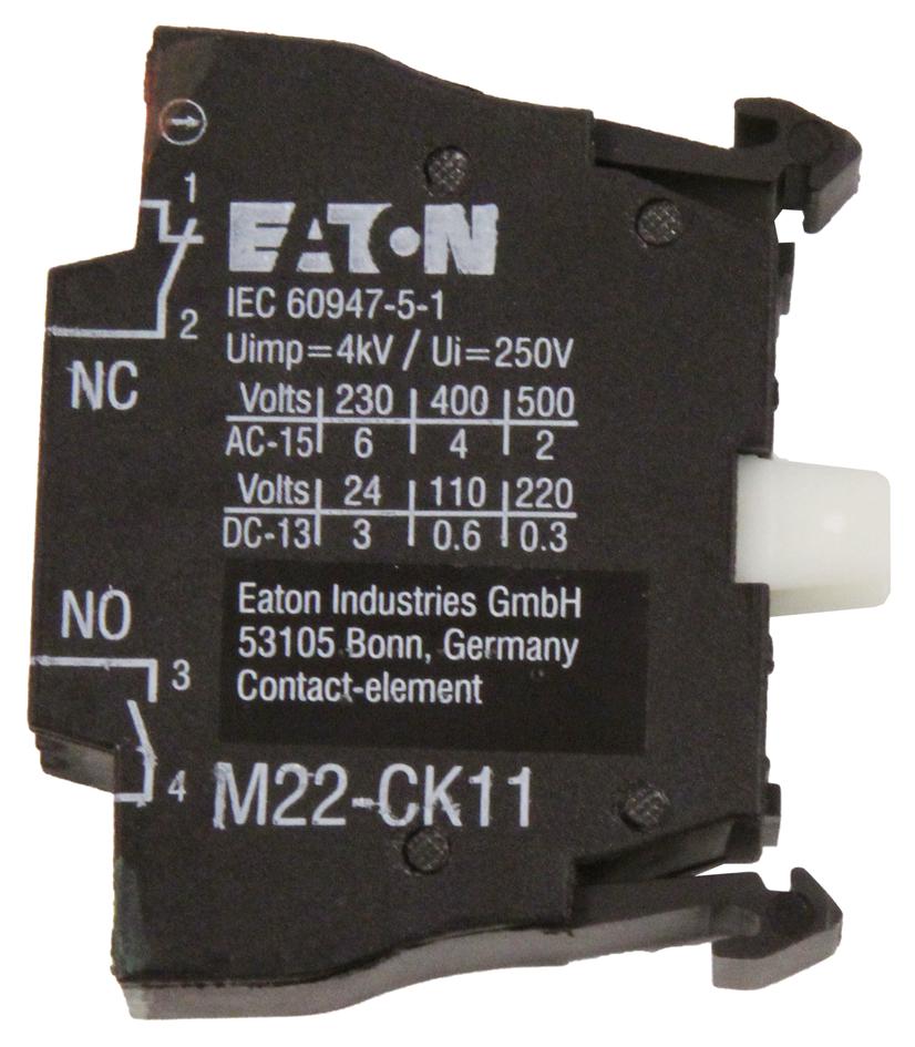 M22-CK11. - Eaton Moeller - CONTACT BLOCK, SPST-NO/NC, SPRING CLAMP