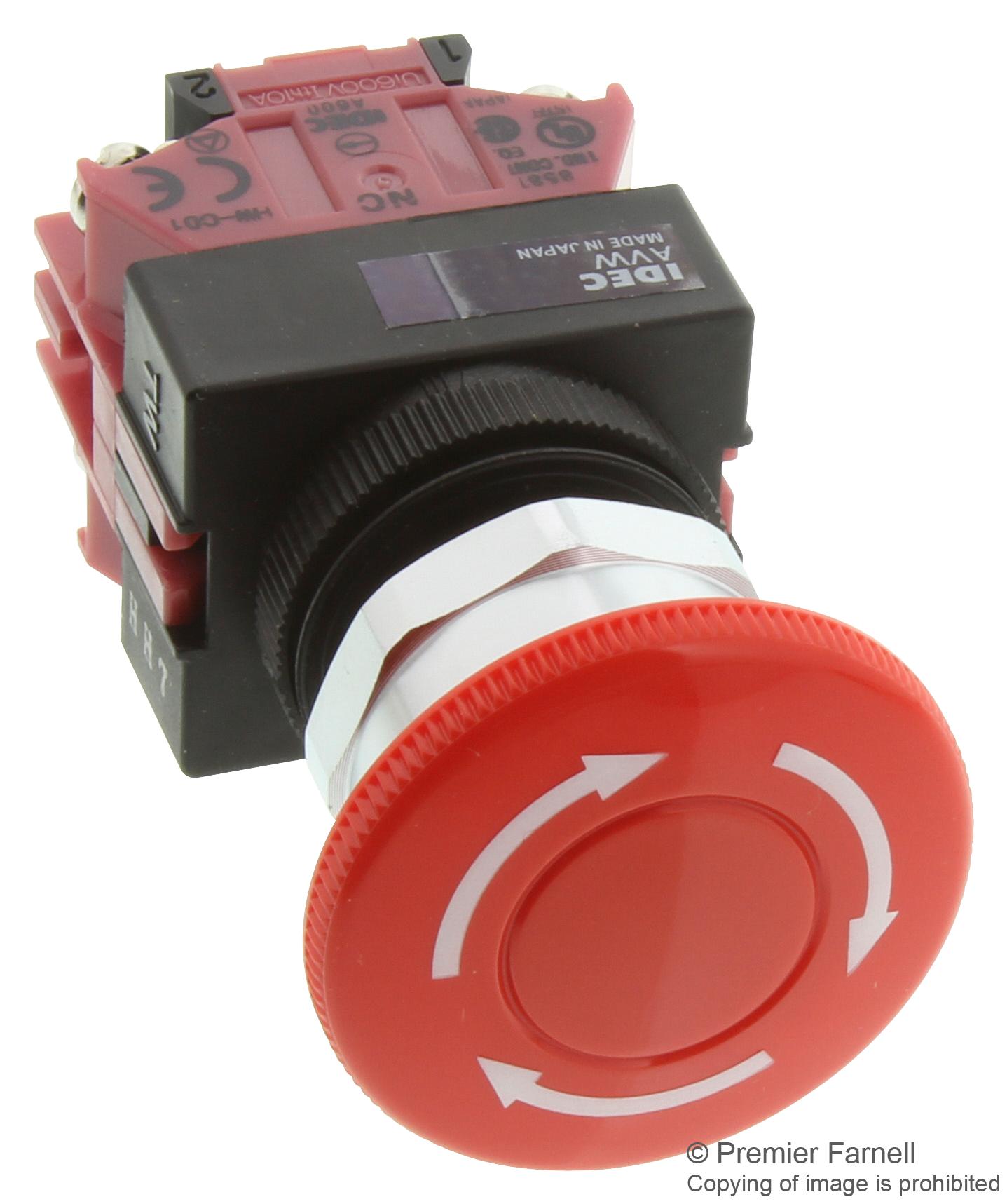 AVW402-R - Idec - SWITCH, EMERGENCY STOP, 2NC