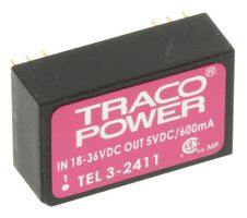 TEL 3-2411 TRACO POWER, Isolated Through Hole DC/DC Converter, ITE, DIP, 2:1, 3 W, 1 Output, 5 V ...