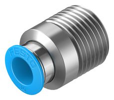 QS-1/2-10-I FESTO, Pneumatic Fitting, Push-In Fitting, R1/2, 14 bar, 10 mm, Brass, QS ...