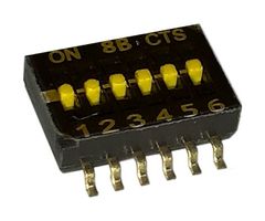 218-6LPST CTS, DIP / SIP Switch, 6 Circuits, Flush Slide, Surface Mount, SPST, 50 V, 100 mA ...