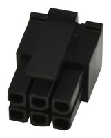 43025-0600 MOLEX, Connector Housing, Nylon, Black, Micro-Fit 3.0 43025 Series, Receptacle, 6 ...